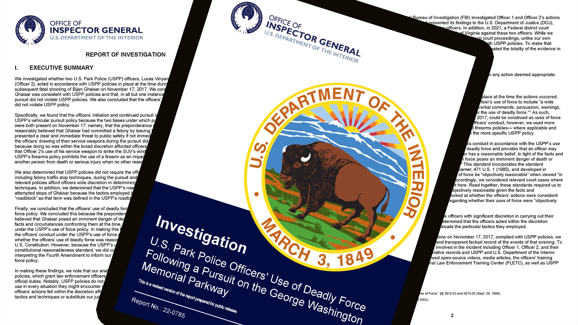 DOI IG REPORT ON USPP USE OF FORCE ON GWMP – NPS/DOI MISTREATED OFFICERS
